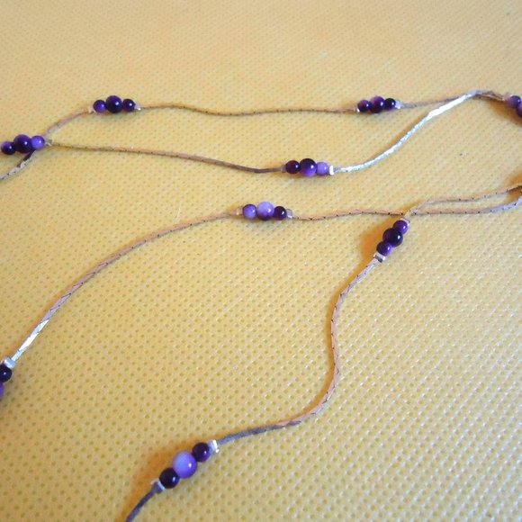 Korea | Jewelry | Gold Tone Serpentine Chain Necklace With Purple Beads ...